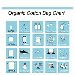 Eco Green Textiles 6x10 inches Organic Cotton Bags, Biodegradable and Reusable Premium Quality Muslin Drawstring Bags (Pack of 1)