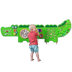 SPARK & WOW Crocodile Activity Wall Panels - Ages 18m+ - Montessori Sensory Toy - 8 Activities - Busy Board - Toddler Room Decor
