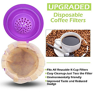 CAPMESSO Disposable Coffee Paper Filters Replacement Kerig Filter Compatible with Reusable Single Serve Pods Keurig Coffee Maker-300 Count (Natural)