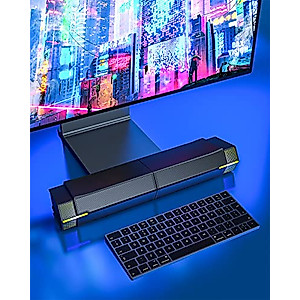 Jeecoo M20 Bluetooth Computer Speakers for PC Desktop Monitor, Gaming PC Sound Bar - Wired USB-Powered, Superb Stereo Sound, with LED Lighting - Combine/Separate to Customize Your Desk