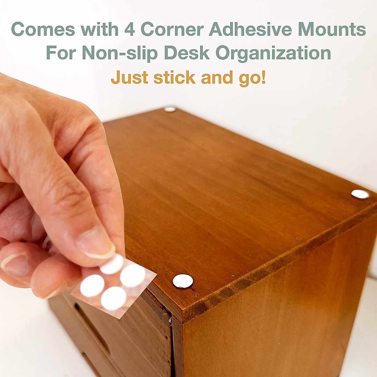 4-Pack 4 Drawer Desktop Storage Organizer in Modern Wood Design (20”x7”x 20”) Stackable Drawers For School Office - Vanity Accessories Organizer - Countertop Organizer Drawer in Modern Mahogany Wood