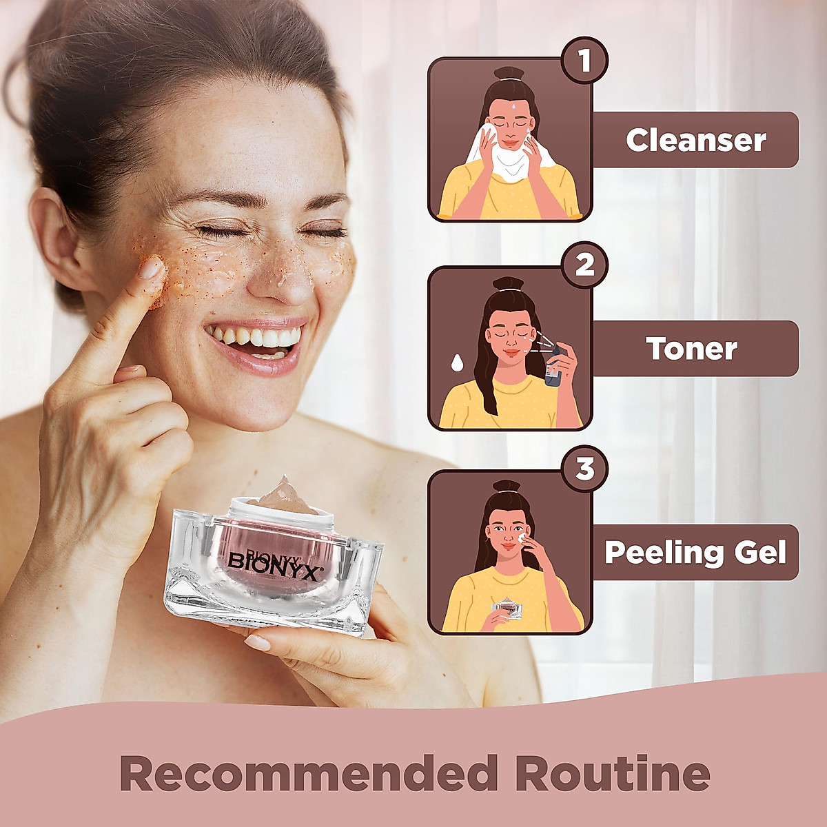 Bionyx Rhodium Facial Peeling Gel - Face Peel Gel for All Skin Types - Exfoliating Gel for Smooth and Supple Skin - 1.69 Fl. Oz.