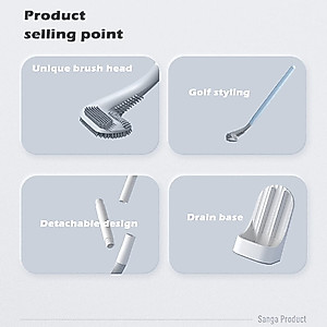 Techinal Golf Silicone Toilet Brush Bathroom Soft Bristles Toilet Bowl Scrubber Brush with Storage Box Bathroom Accessories Toilet Brush and Holder Set for Bathroom Plunger Silicone Cleaner