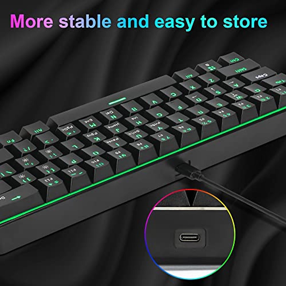 CHONCHOW Mechanical Keyboard 61 Keys Gaming RGB Wired Programmable BS-8102 Ultra-Compact Compatible with Windows 7/8/10 iMac Xbox one X Ps4(Black,red Switch)
