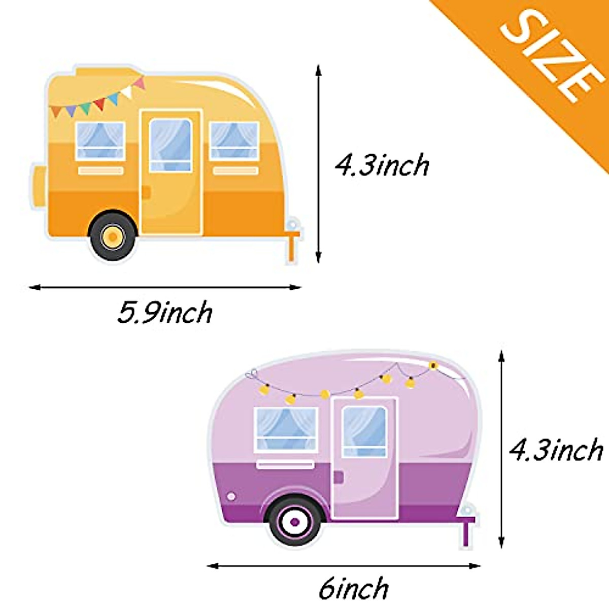 Camper Cutouts Vintage Trailers Cutouts Camping Bulletin Board Decoration Set for Classroom Decor School Playroom Baby Nursery Kids Bedroom Studio (72 Sheets)