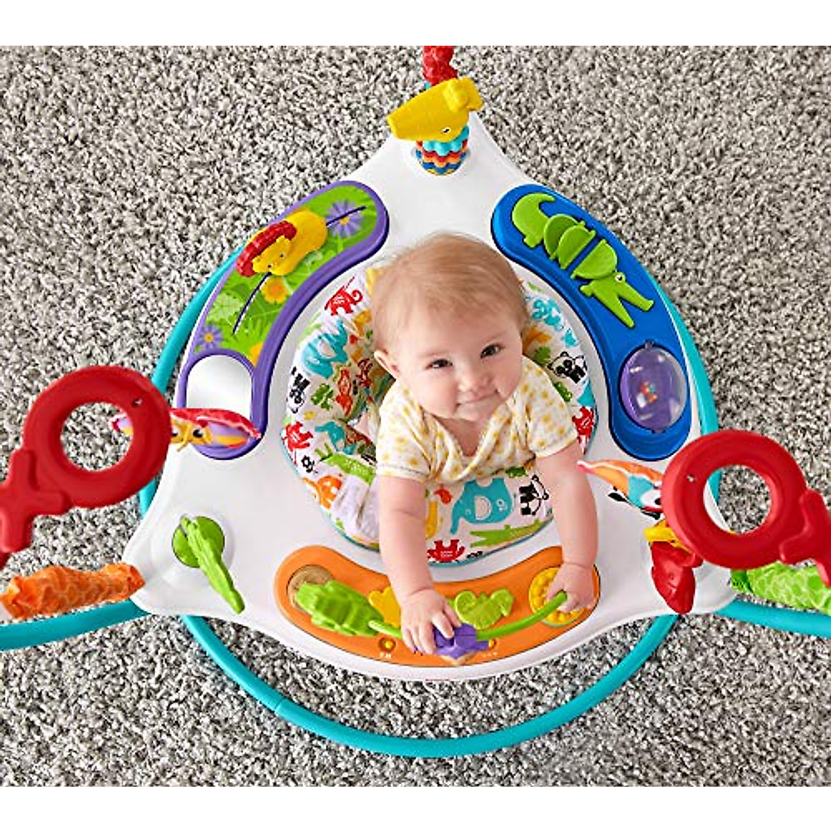 Fisher-Price Baby Bouncer Animal Activity Jumperoo With Music Lights Sounds And Developmental Toys For Infants