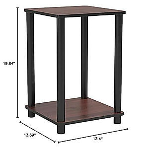 Furinno Turn-N-Tube End Table, Dark Cherry/Black , 1-Pack