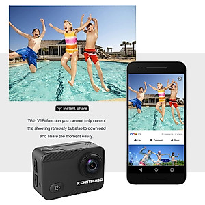 ICONNTECHS IT Action Camera Native 4K 60fps 20MP Touch Screen WiFi EIS Stabilization Waterproof Sports Action Cam 170 Degree Wide Viewing Angle Helmet Cameras Underwater Camcorder