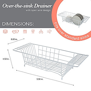 Kitchen Details Sink Dish Drainer Drying Rack, for Countertop, Space Saving, in White