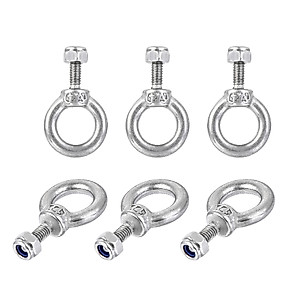 uxcell Lifting Eye Bolt M4 x 11mm Male Thread with Hex Screw Nut for Hanging Securing Chain Wire Rope, 304 Stainless Steel, 6 Sets