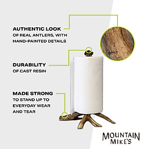 Mountain Mikes - Antler Paper Towel Holder- Decor Inspired by The Great Outdoors - Durable Replicated Deer Antlers - Easy Installation - Fits Traditional Paper Towel Rolls