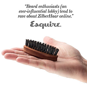 ZilberHaar Beard Brush Regular + Pocket Beard and Mustache Brush with Stiff Boar Bristles
