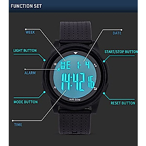 HOK Digital Sport Watch with Stopwatch Alarm Calendar, Waterproof,LED Back Light,Ultra-Thin Wrist Watch for Man and Woman