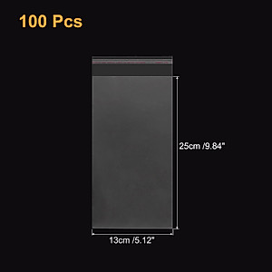 uxcell 100Pcs Clear Cello Bags, 5" x 10" Plastic Self Sealing OPP Cello Treat Bags Cello Poly Bags for Packing Cookies Candy Jewelry Gifts, Clear