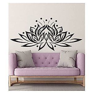 Lotus Flowers Wall Decal. Namaste Vinyl Sticker. Boho Decals. Mehndi Decal. Yoga Studio Wall Decor. Bohemian Bedroom Decor. Living Room Wall Art N22