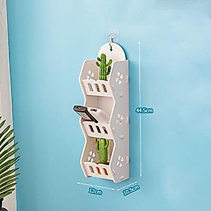 TOPBATHY Bedside Shelf Organizer Wall Mounted Non Drilling Hanging Storage Caddy Shelf Accessory for Phone Remote Earphone Glasses Entryway Key Holder Decorations
