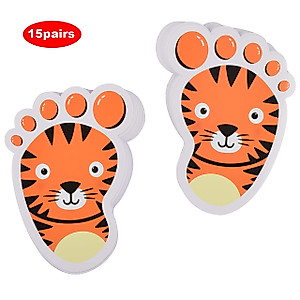 30 Pairs Floor Stickers Self-Adhesive Floor Decals Social Distance Footprint Stickers for Nursery Bedroom Living Room, 2 Colors (Style A)