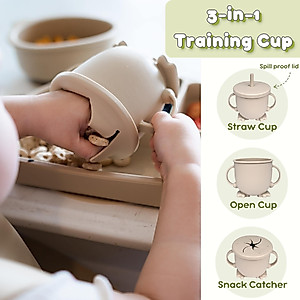 Anari Baby Led Weaning Supplies | Divided Silicone Suction Toddler Plates and Bowls Set | First Stage Self Feeding Baby Utensils | Baby Feeding Supplies for 6+ months old (Pastel Blue)