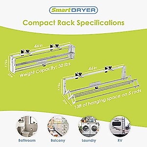The Original Smartdryer RV Ladder Clothes Drying Rack, Outdoor Clothes Drying Rack, Wall Mounted Drying Racks for Laundry - Compact Version - 31 Inch