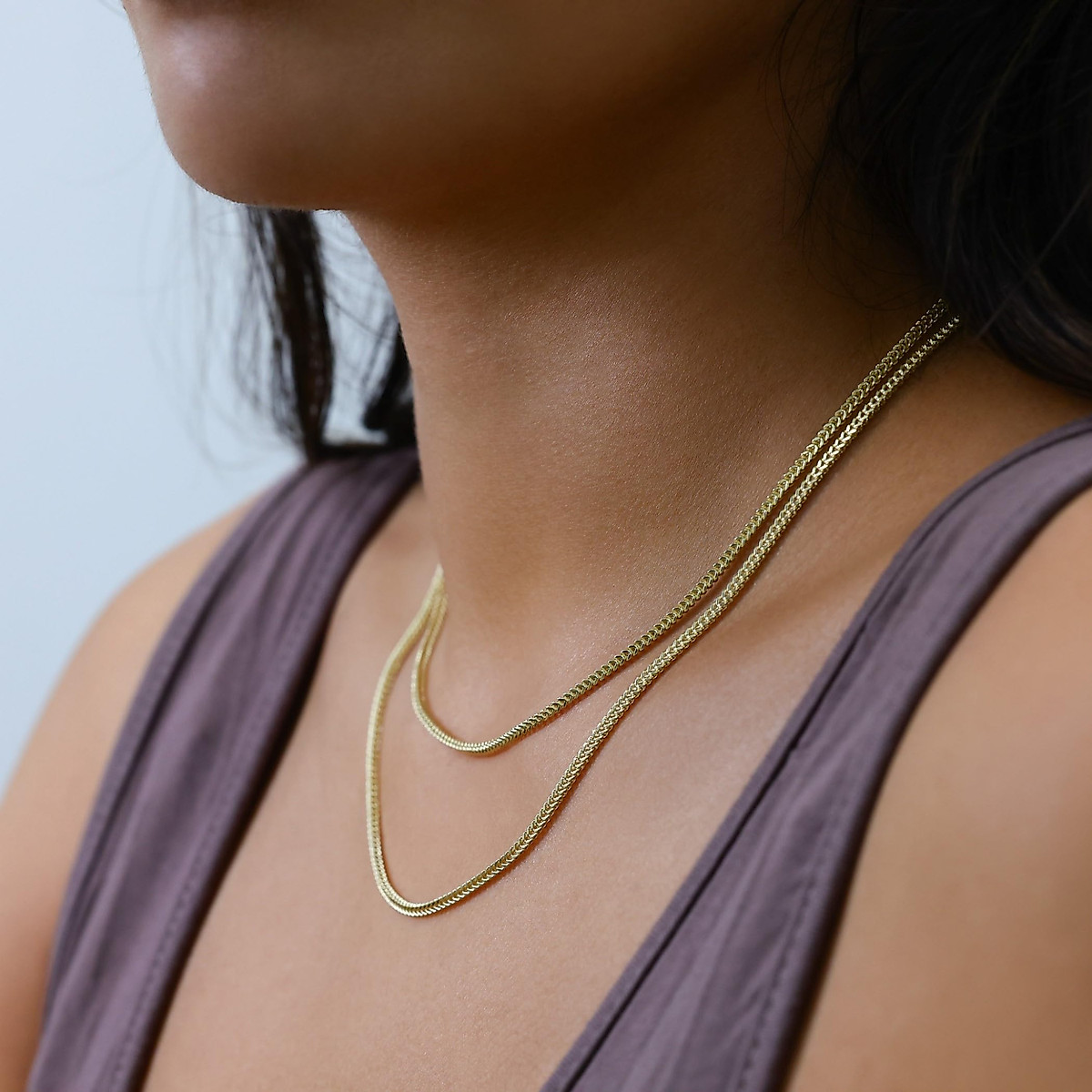 Nuragold 10k Yellow Gold 2mm Franco Chain Box Square Wheat Pendant Necklace, Mens Womens Jewelry 16" 18" 20" 22" 24" 26" 28" 30"