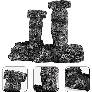 Mini Landscape Ornaments, Easter Island Stone Head Aquarium Ornament Resin Fish Tank Moai Statue Micro Landscape Decoration Accessories for Fish Tank Aquarium