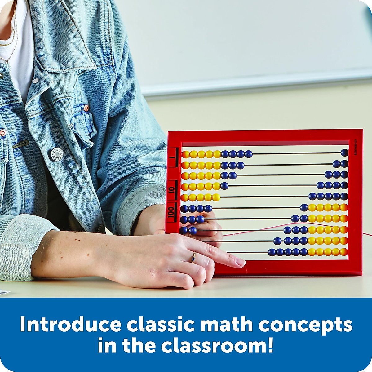 Learning Resources 2-Color Desktop Abacus, Red Frame, Color Coded, Math Concepts