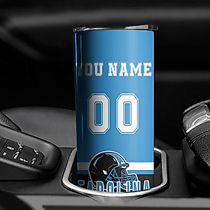 20oz Football City Customs stainless steel Insulated tumbler with Lid and Straws, Personalized football gifts for fans, Travel Cup Adds Your Name and Number