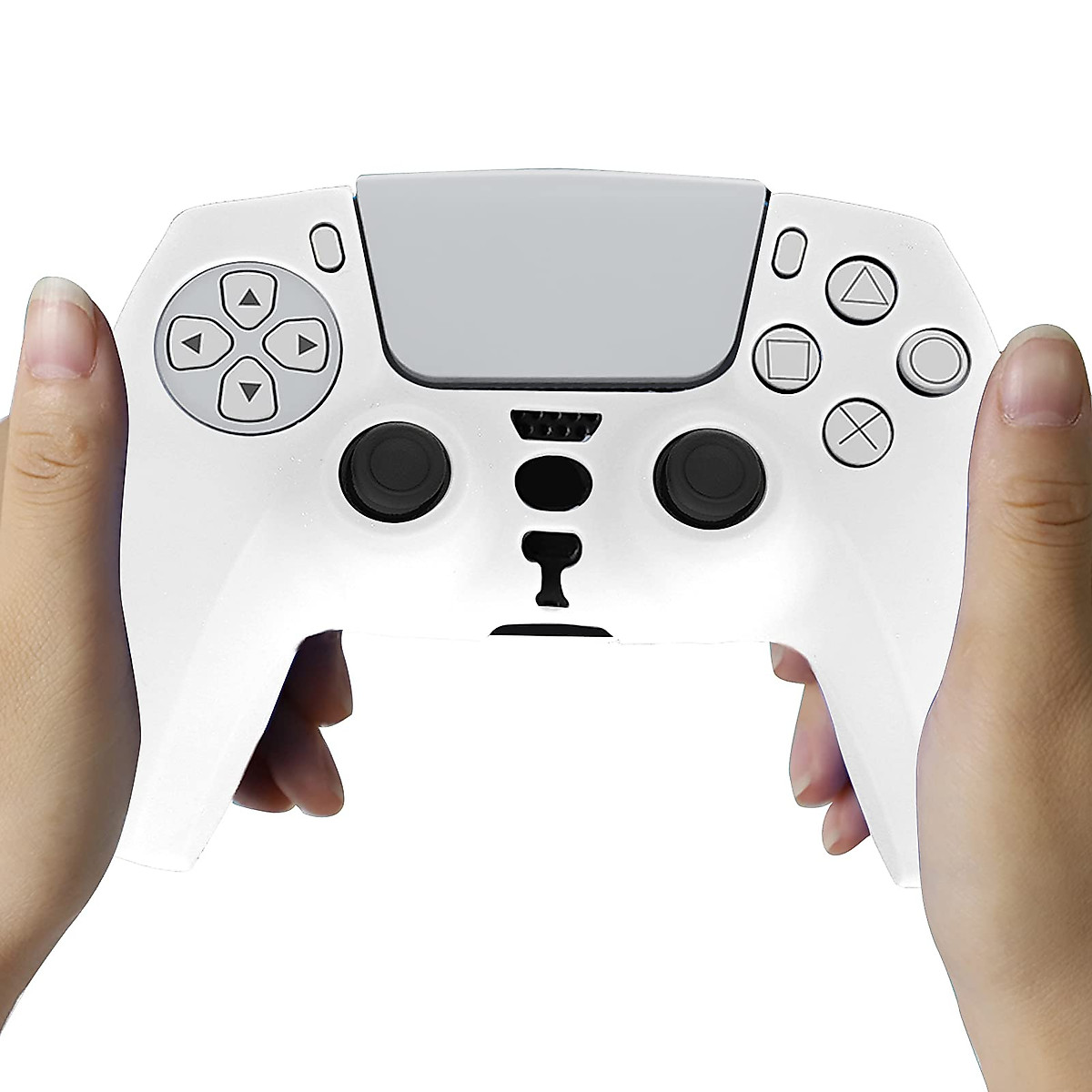 Silicone Sleeve, Removeable Dustproof Non Slip Shockproof Comfort Controller Grip Cover for PS5(white)