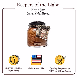 A Cheerful Giver - Banana Nut Bread - 34oz Papa Scented Candle Jar with Lid - Keepers of the Light - 155 Hours of Burn Time, Gift for Women, Brown