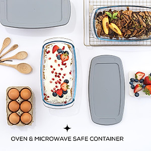 JoyJolt Glass Loaf Pan Set with Lid, Rectangular, 1.9 Quart, Deep, Meatloaf & Banana Bread Loaf Pans