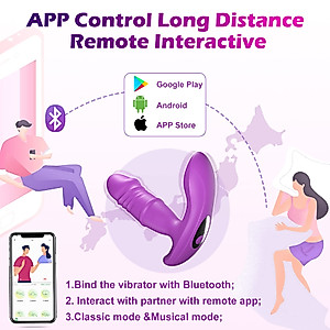 Thrusting Dildo Wearable G Spot Vibrator Adult Sex Toys for Women, APP & Remote Control Clitoral Stimulation Butterfly Panty Vibrator with 9 Pat Modes and 9 Thrusting Vibrations for Couple