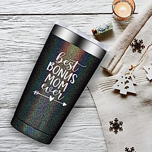 Fufandi Best Bonus Mom Ever Tumbler - Bonus Mom Gifts - Funny Birthday Mothers Day Christmas Gifts for Bonus Mom, Stepmom, Mother in Law from Daughter Son - Tumbler Cup 20oz