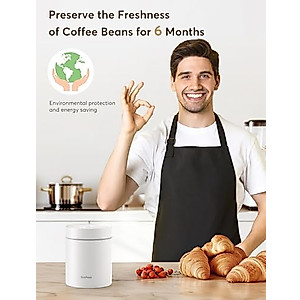 OUTPEAK Neo 2025 Kilo Auto Vacuum Coffee Canister, 1.5L Capacity for 17.6oz of Coffee Beans, One-Button Operation, Stainless Steel Coffee Storage Container for Barista, Gifting (Large, Pearl White)