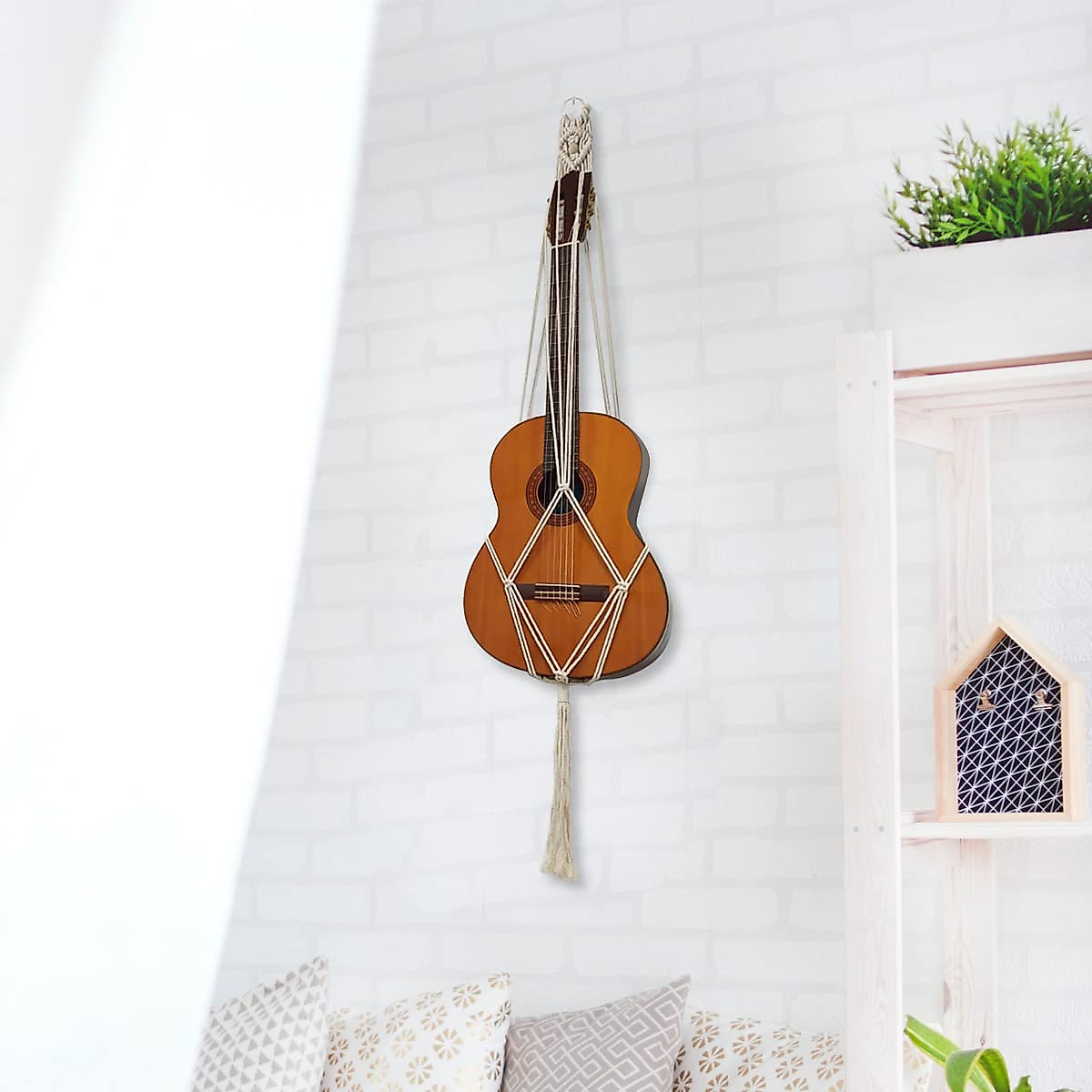 zhuohai White Ukulele Hanger Decor Guitar Wall Hanger, Ukulele Case Alternative Kit (Suitable for 21 Inch)