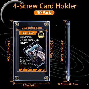 10 Pieces Trading Card Protector, Baseball Card Protector, 35 PT Acrylic Screw Card Holder Clear Display Card Protector for Baseball Football Sports Card Trading Cards Game Card Storage and Display