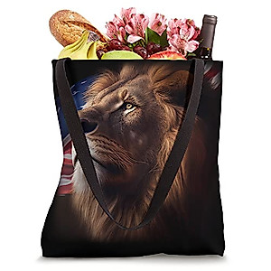 Lion American Flag Patriotic - Christian Tote Bag