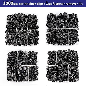 Car Bumper Clips Shield Retainer Clips Plastic Rivets 1001PCS Automotive Push Pins Assortment Xmas Tree Fasteners Kit Most Common Sizes Auto Body Push Pin with Removers for Ford Honda Chrysler GM