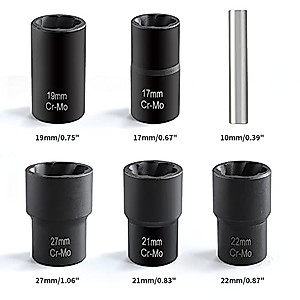 Lug Nut Remover 6 Pieces Twist Socket Set Extractor Tool Metric Bolt and Lug Nut Extractor Socket Tools