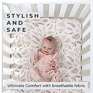 Pobibaby - 2 Pack Premium Fitted Baby Girl Crib Sheets for Standard Crib Mattress - Ultra-Soft Cotton Blend, Safe and Snug, and Stylish Floral Crib Sheet (Zephyr)