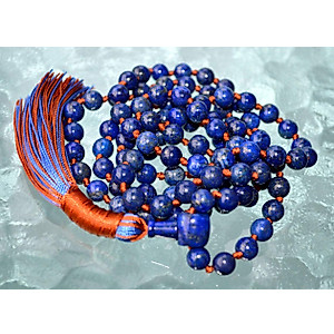 Unleash Your Inner Wisdom: Lapis Lazuli Mala Necklace (8mm 108+1 Beads, December Birthstone, Sagittarius Gemstone, Throat Chakra)