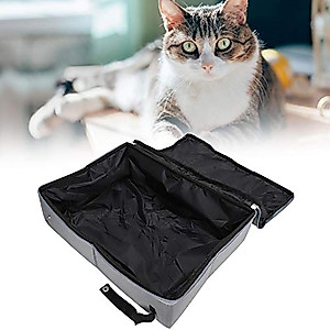 Yuehuam Cat Litter Box Foldable Portable Large Waterproof Cat Litter Box for Traveling for Medium Cats Kittens(Gris)