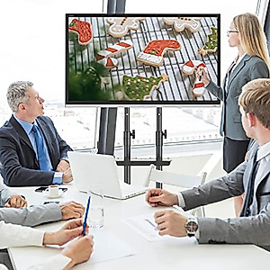 Mobile TV Stand with Wheels for 32-80 Inch LCD LED 4K Flat Screens with Wheels - Height Adjustable TV Cart Rolling TV Stand with Laptop Shelf, Outdoor TV Stand - Max VESA 600x400, Black