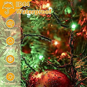 Ollny Cluster Lights for Christmas Tree, 600LED 30ft Red and Green Christmas Lights Outdoor 8 Modes Timer Remote, Waterproof String Lights for Indoor Outside Garland Xmas Decorations