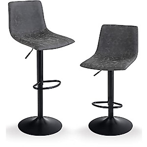 HERA'S PALACE Adjustable Bar Stools, Bar Height Swivel Stools Set of 2, Modern Chairs Barstools Counter Height for Kitchen, Cafe, Grey