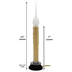 Creative Hobbies 7 Inch Electric Rustic Country Candle Lamp with On/Off Switch, 5 Foot Ivory Cord, Metal Base and 5W Silicone Bulb Included