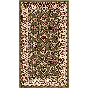 Noble Sarouk Green Persian Floral Oriental Formal Traditional Area Rug 2x4 ( 2'3" x 3'11" ) Easy to Clean Stain Fade Resistant Shed Free Modern Contemporary Transitional Soft Living Dining Room Rug