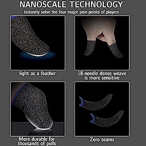 QUEEN KING 30 Pieces Gaming Finger Sleeves, 0.15mm Superconducting Nanofibers Silver Fiber Finger Sleeve, Anti-Sweat Breathable Finger Covers with a scrub box for All Touchscreen Devices