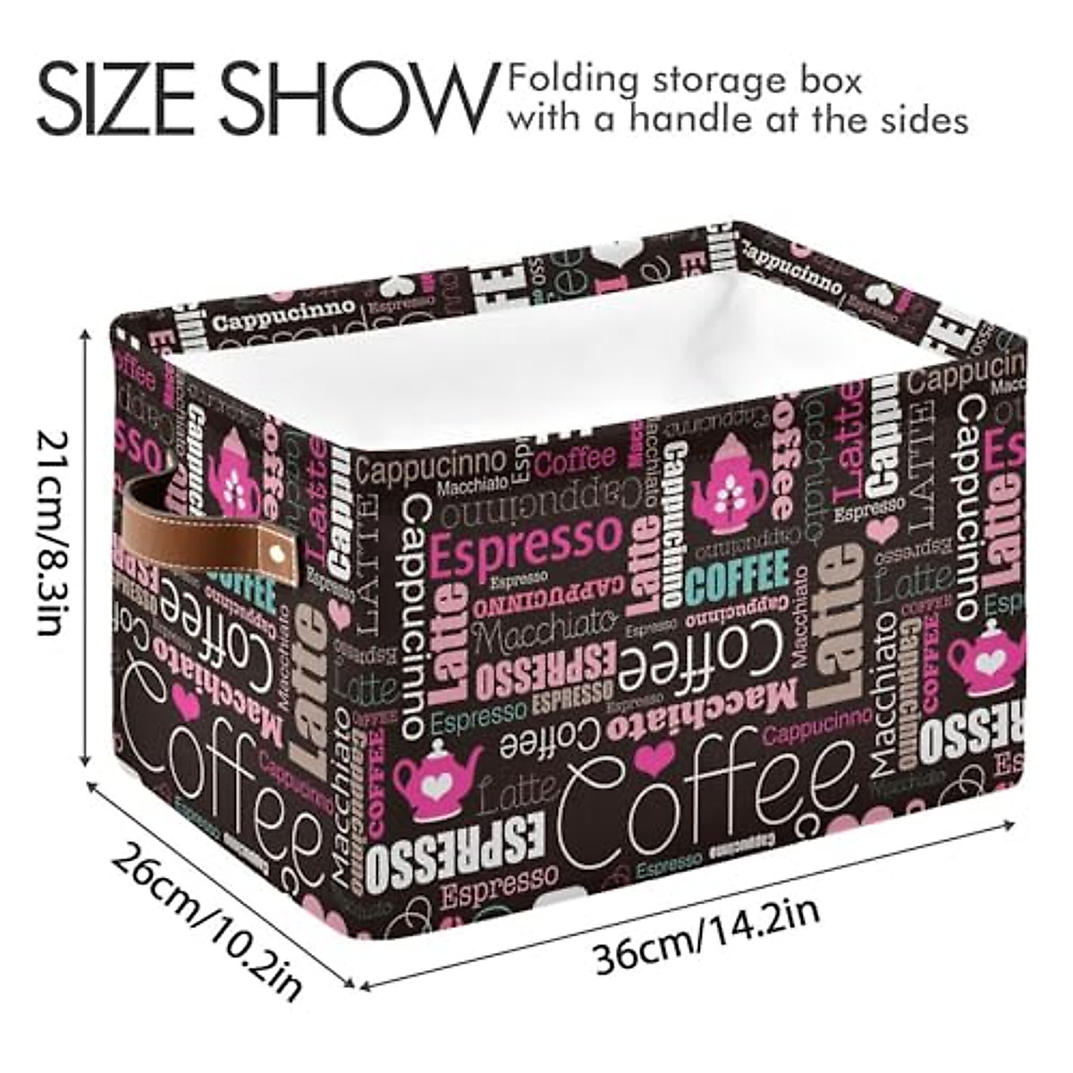 Emelivor Coffee Storage Basket Bins Foldable Toy Baskets Organization with Handles Laundry Hamper for Bedroom Office Clothes Pet Nursery Living Room,1 pcs