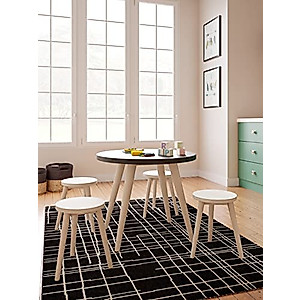 Signature Design by Ashley Blariden Children's Table Set, Includes Table & 4 Stools, Black & Natural Brown