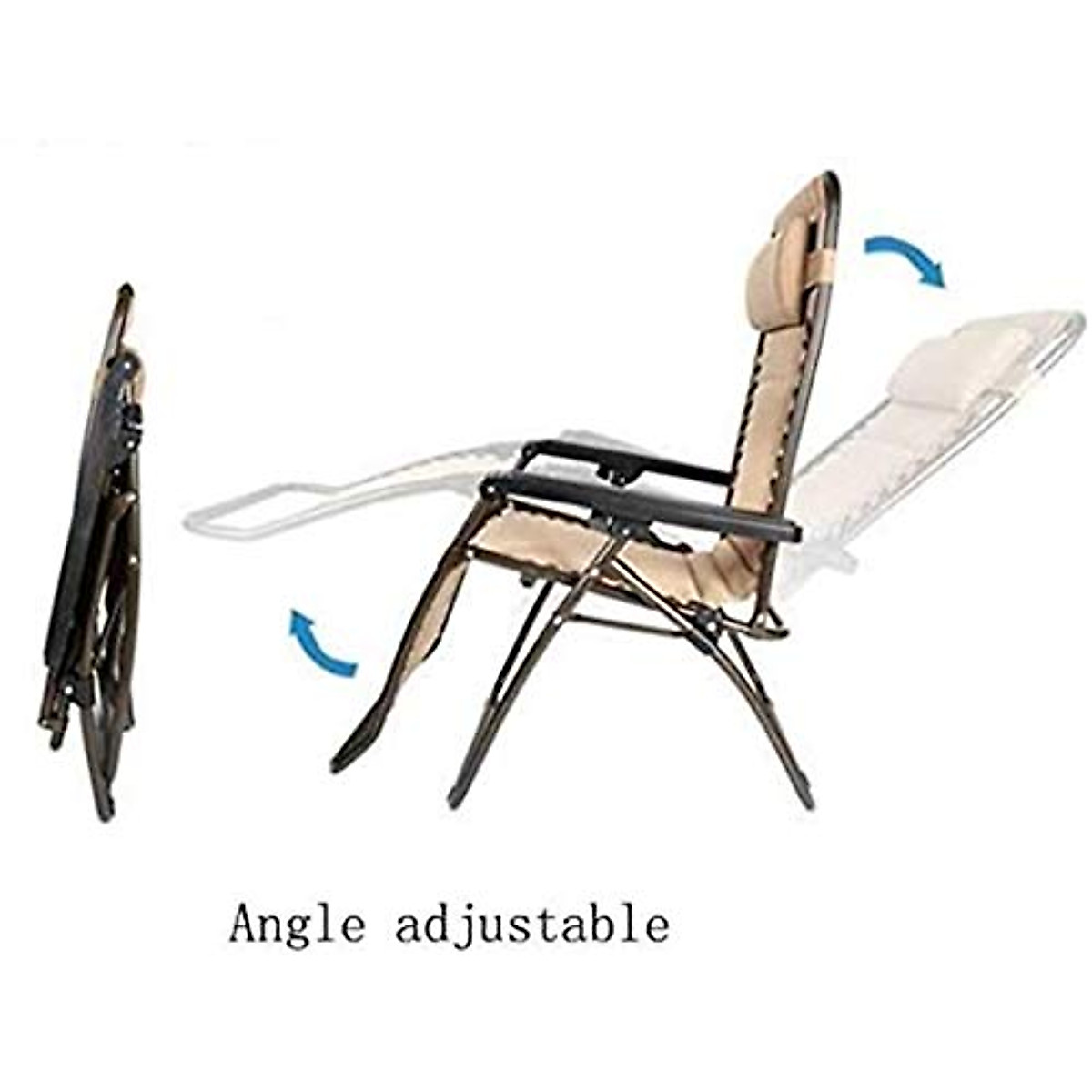 XZGDEN Lightweight Mahanz Sun Lounger Camping Chairs Zero Gravity Lounge Chair with Pillow Adjustable Folding Recliner Outdoor Patio Chair Brown